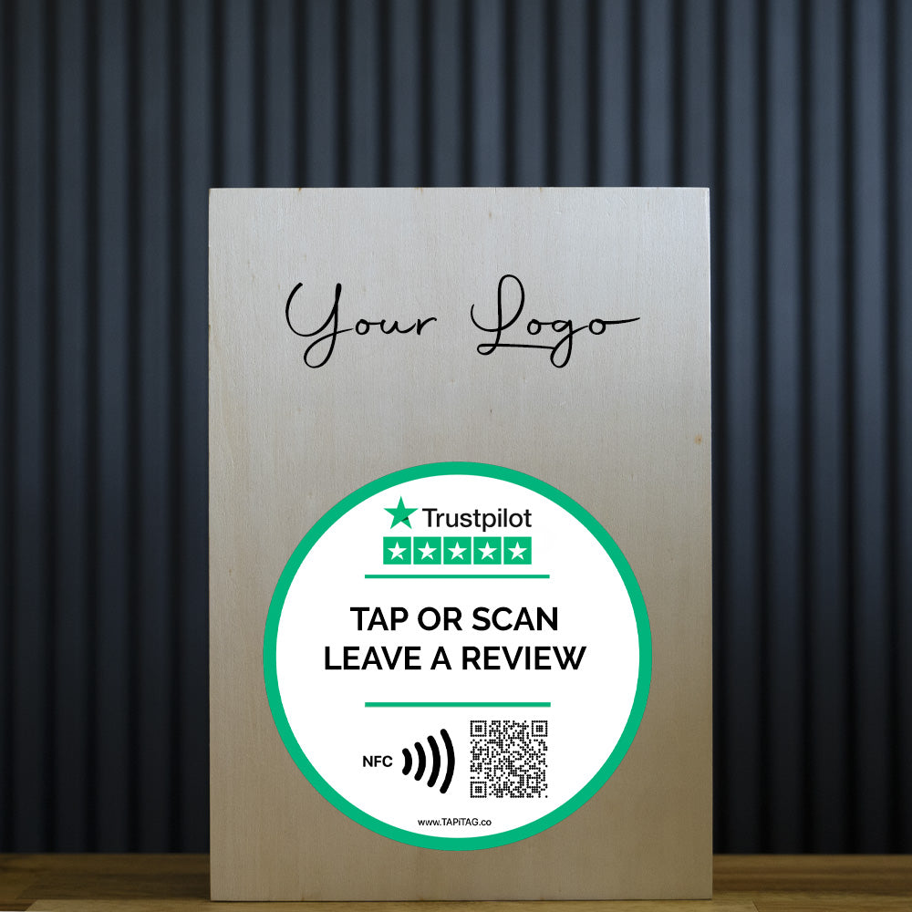 Display Stand | Trustpilot Review NFC Tag | A5 | Wood Box – TAPiTAG